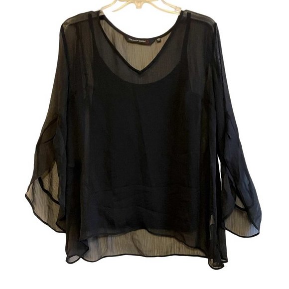 Colleen Lopez | Tops | Colleen Lopez Woven Fluttersleeve Sharkbite Top ...